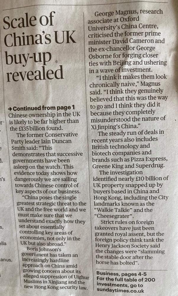 Sunday Times report reveals that the CCP now has £135 billion of assets ...